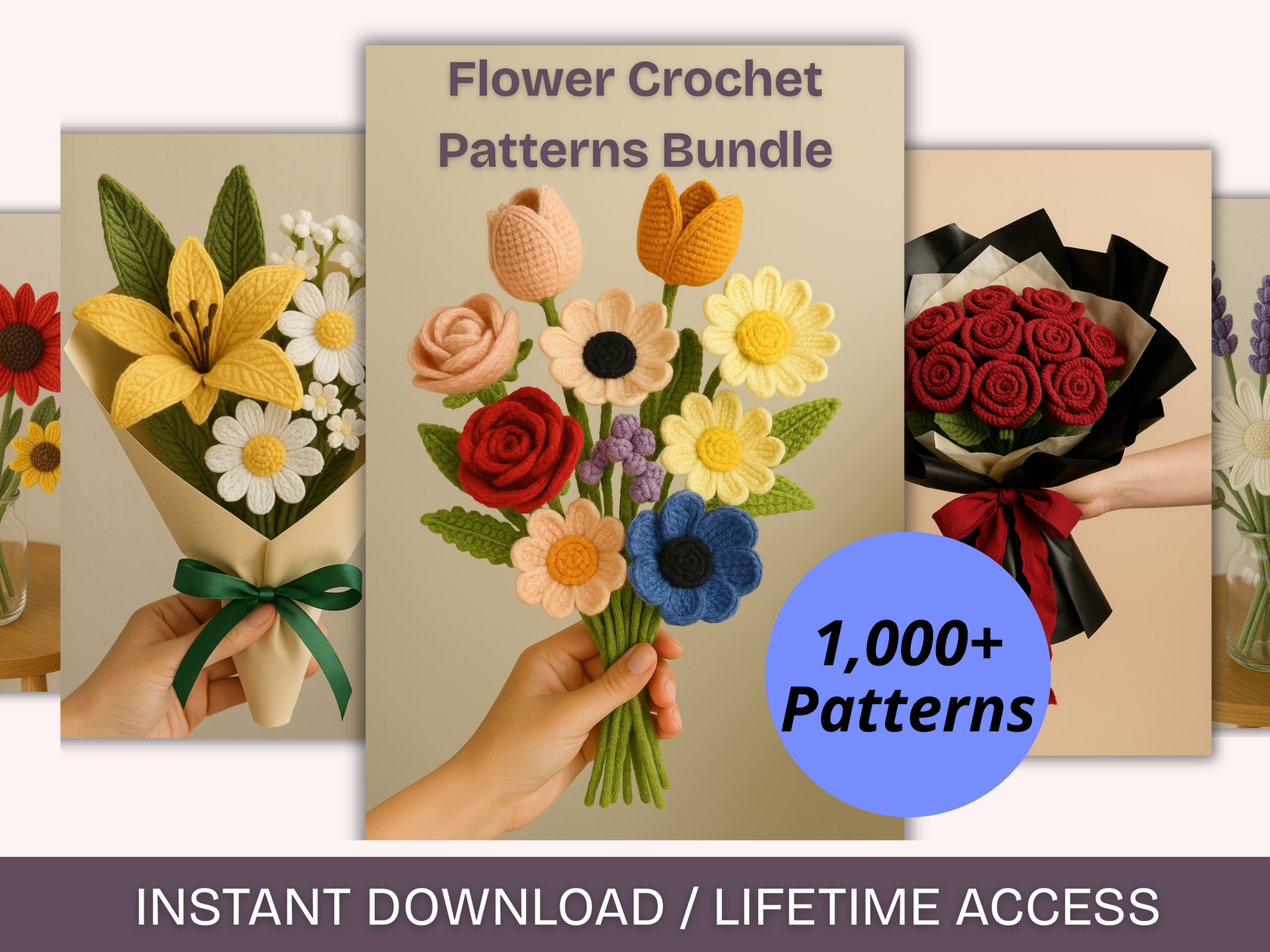 1,000+ Flower Crochet Pattern Bundle – Happy Hookie