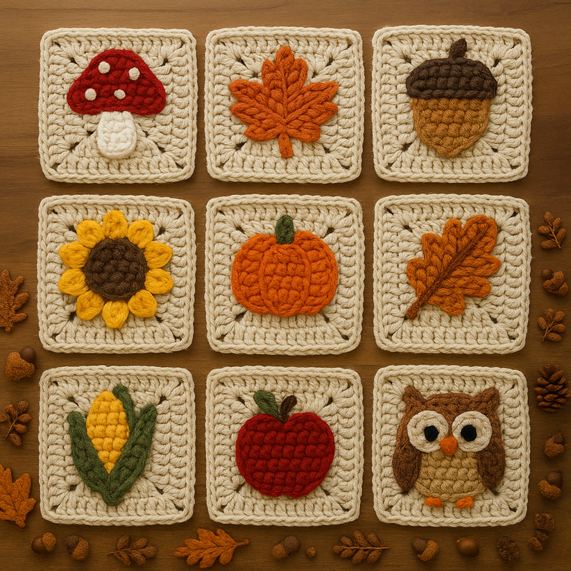 10 Autumn Granny Squares - Crochet Patterns – Happy Hookie