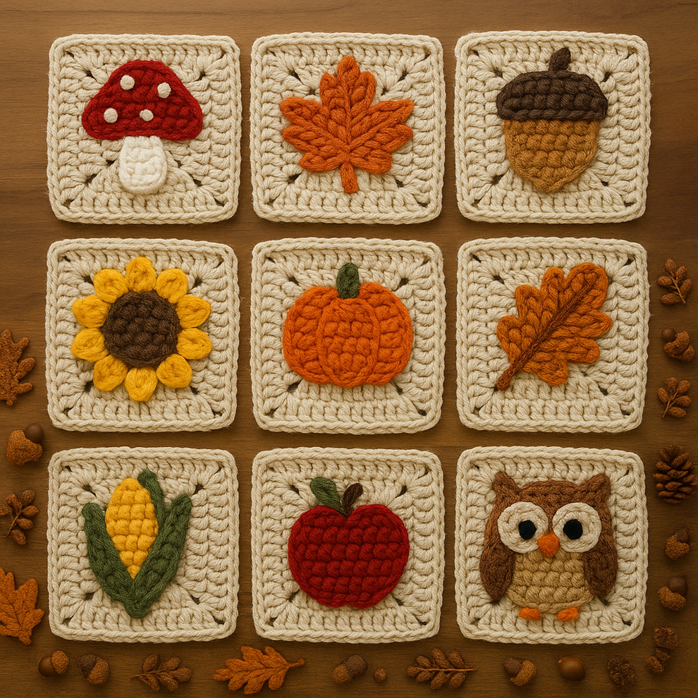 10 Autumn Granny Squares - Crochet Patterns – Happy Hookie