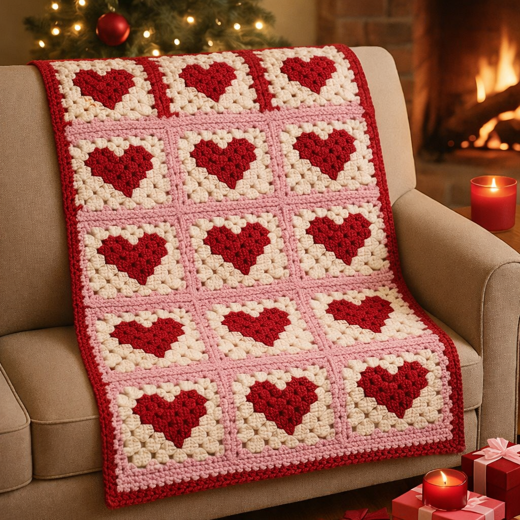 Lovely Hearts Blanket Crochet Pattern – Happy Hookie